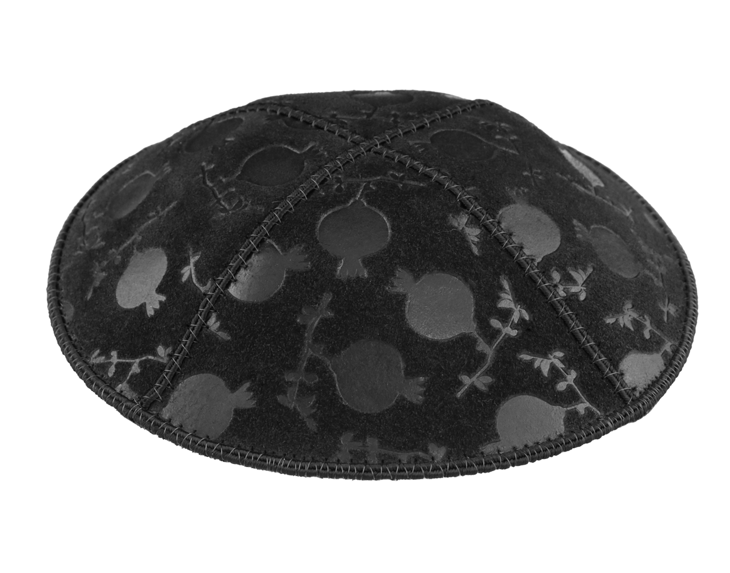 Suede Embossed Pomegranate Kippot - Kippot World